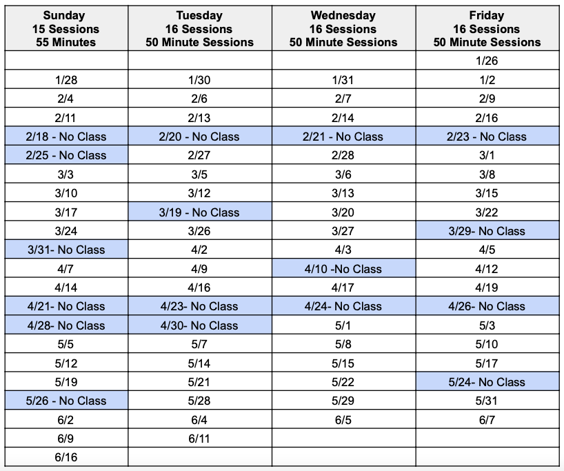 Calendar – Rally & Pep